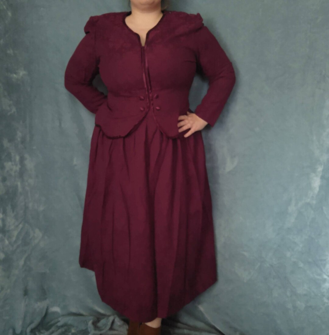 Plus Size / Bust 46 / Waist 38 / Hips 66 / Vintage 1980s Berry Floral ...