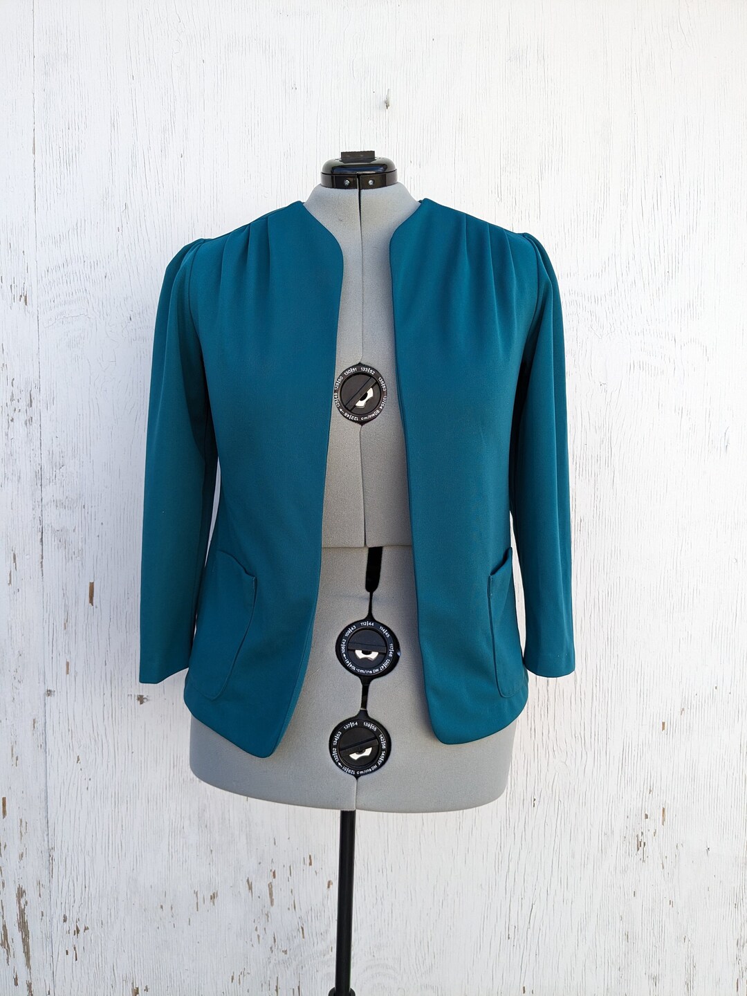 Plus Size Vintage 70s 80s Teal Open Fit Knit Jacket With Pockets / L XL ...