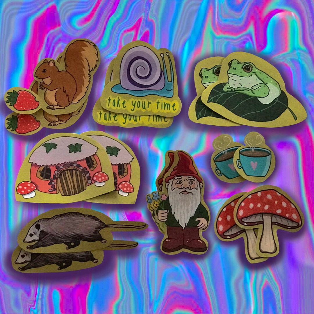 Cottage Core Stickers Pack | Hand Drawn Set of 16 | Garden Gnome ...