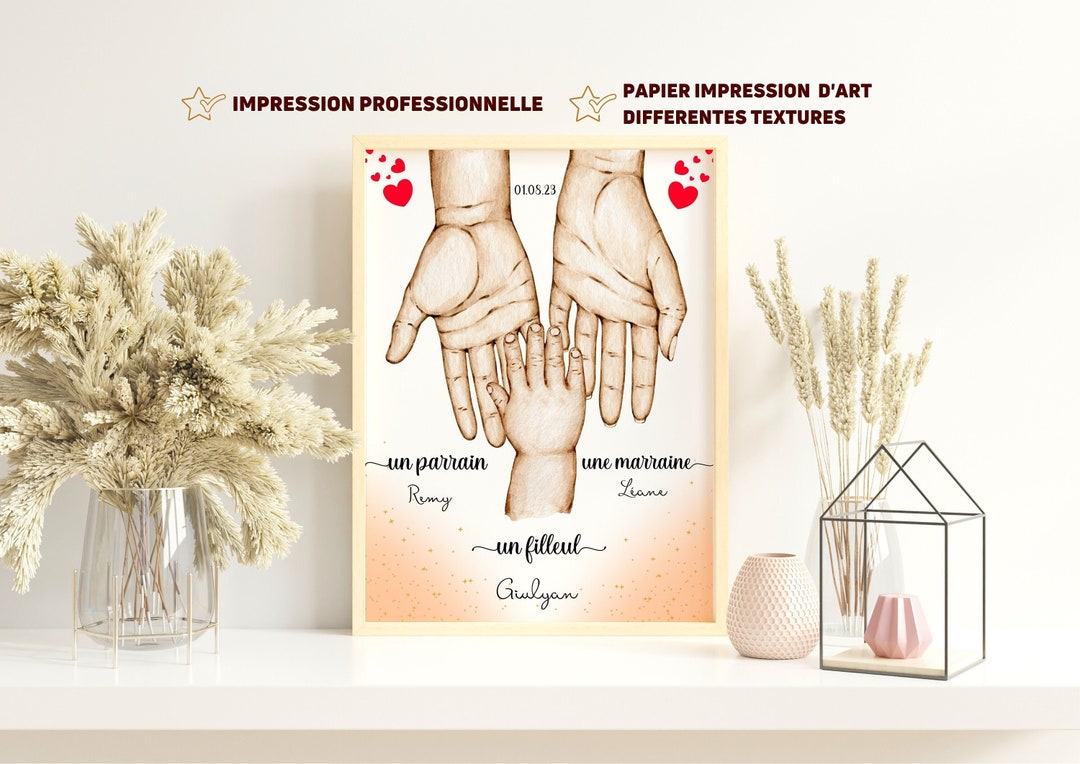 Personalized Poster Hands of Godfather and Godmother With Their ...