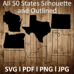 50 States Silhouette and Outline Bundle Use in Design - Etsy