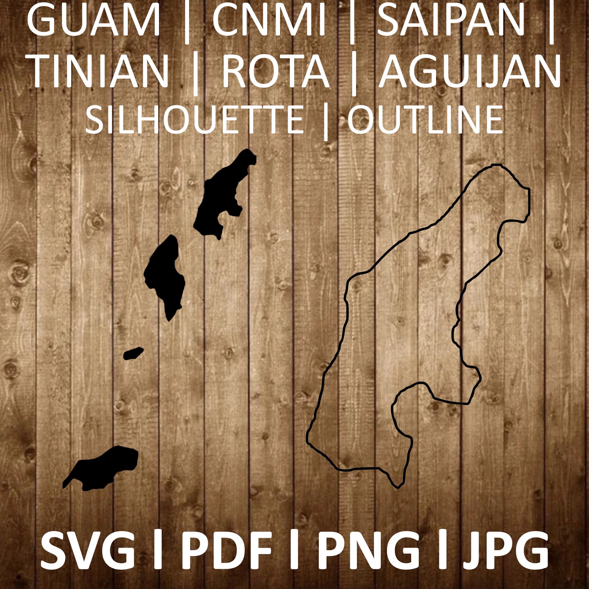 Guam CNMI Saipan Tinian Rota Aguijan Silhouette and Outline - Etsy