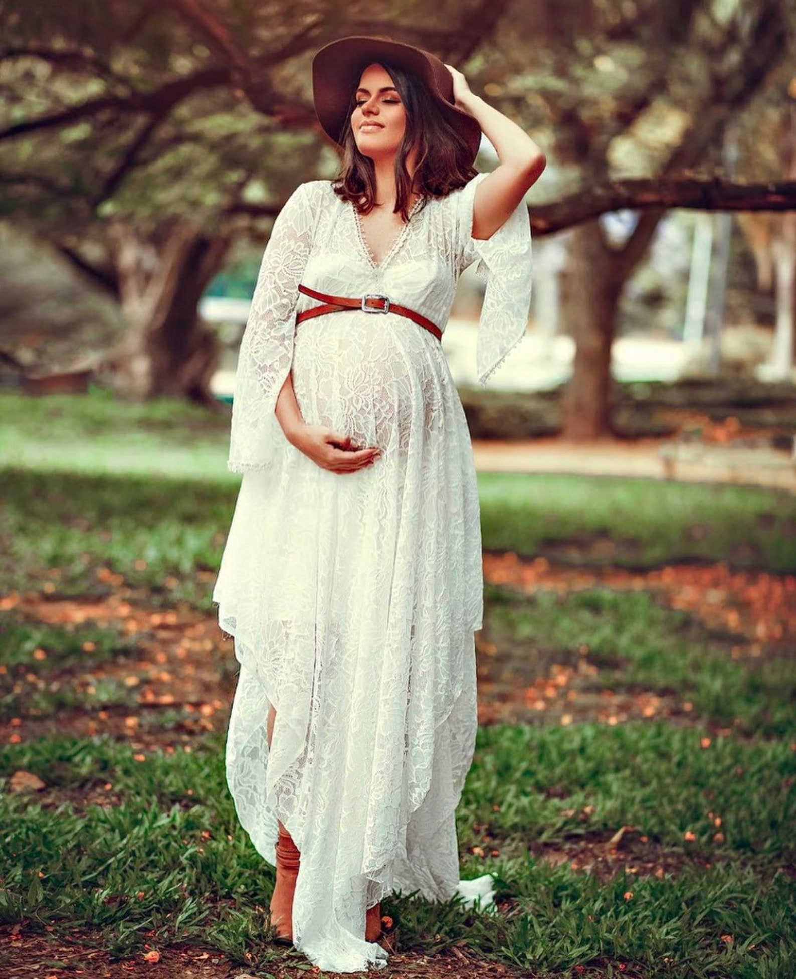 Dress Maternity Boho Style Lace for Photography Gown Pregnancy | Etsy