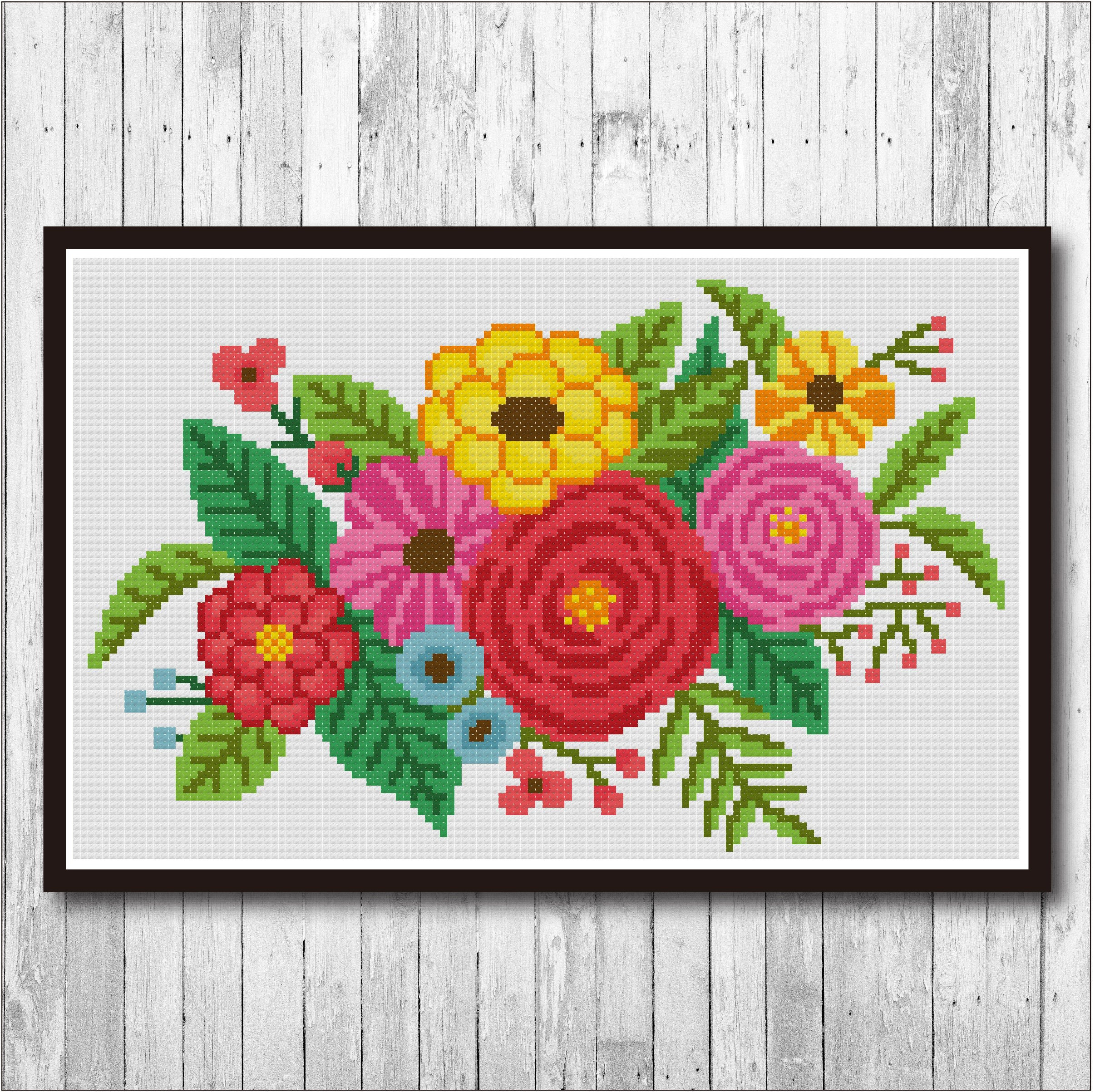 Flower Cross Stitch Pattern Bouquet Cross Stitch Flower - Etsy