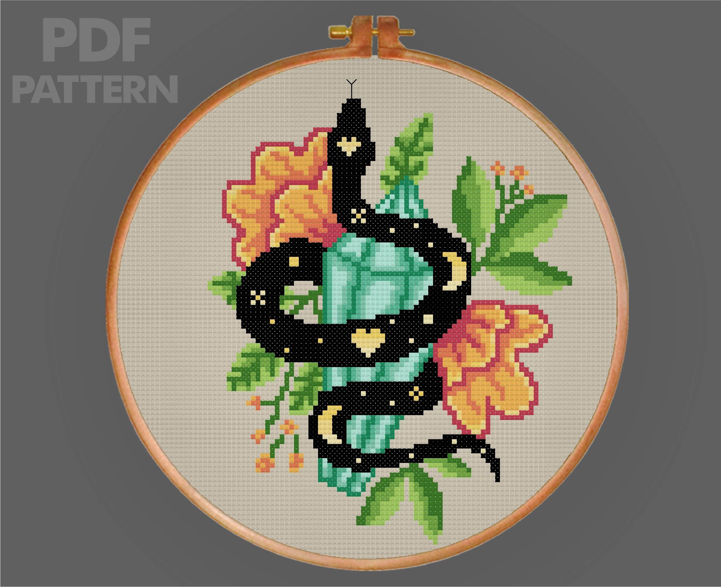 Snake Cross Stitch Pattern Crystal Cross Stitch Flower Cross - Etsy