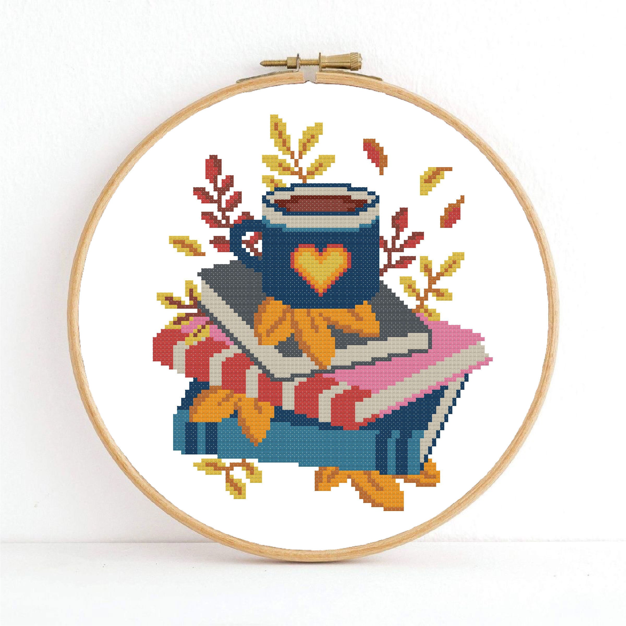 Coffee and Books Cross Stitch Reading Cross Stitch PDF Pattern - Etsy