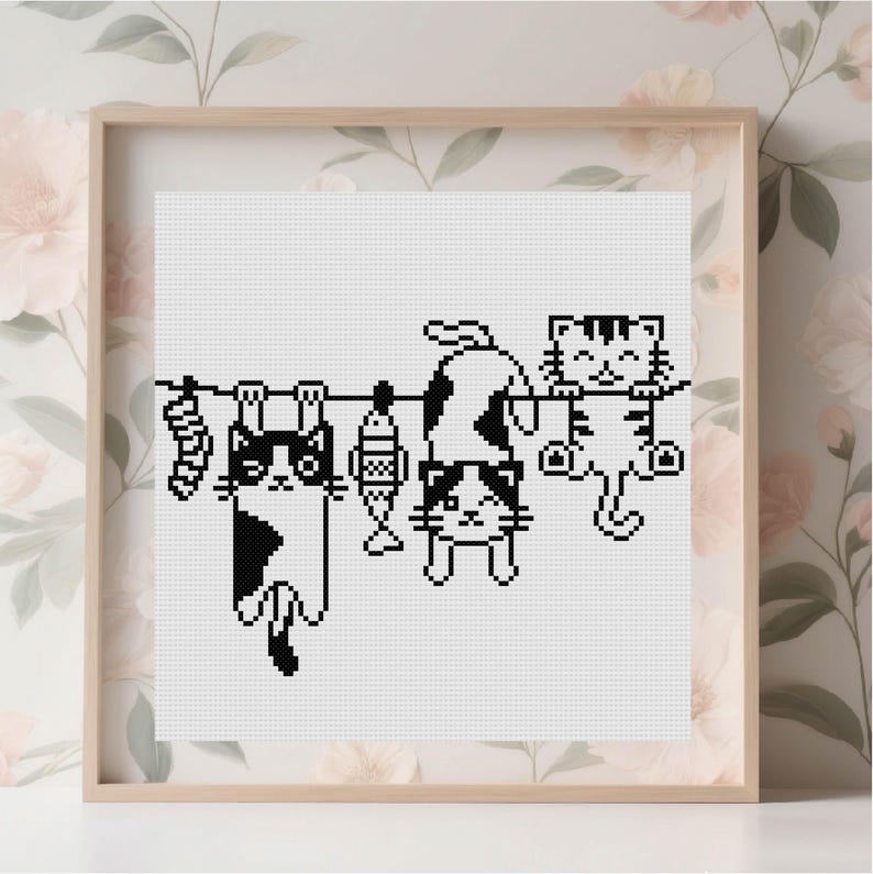 Cute Cat Cross Stitch Pattern Black Cat Cross Stitch Pattern Funky ...