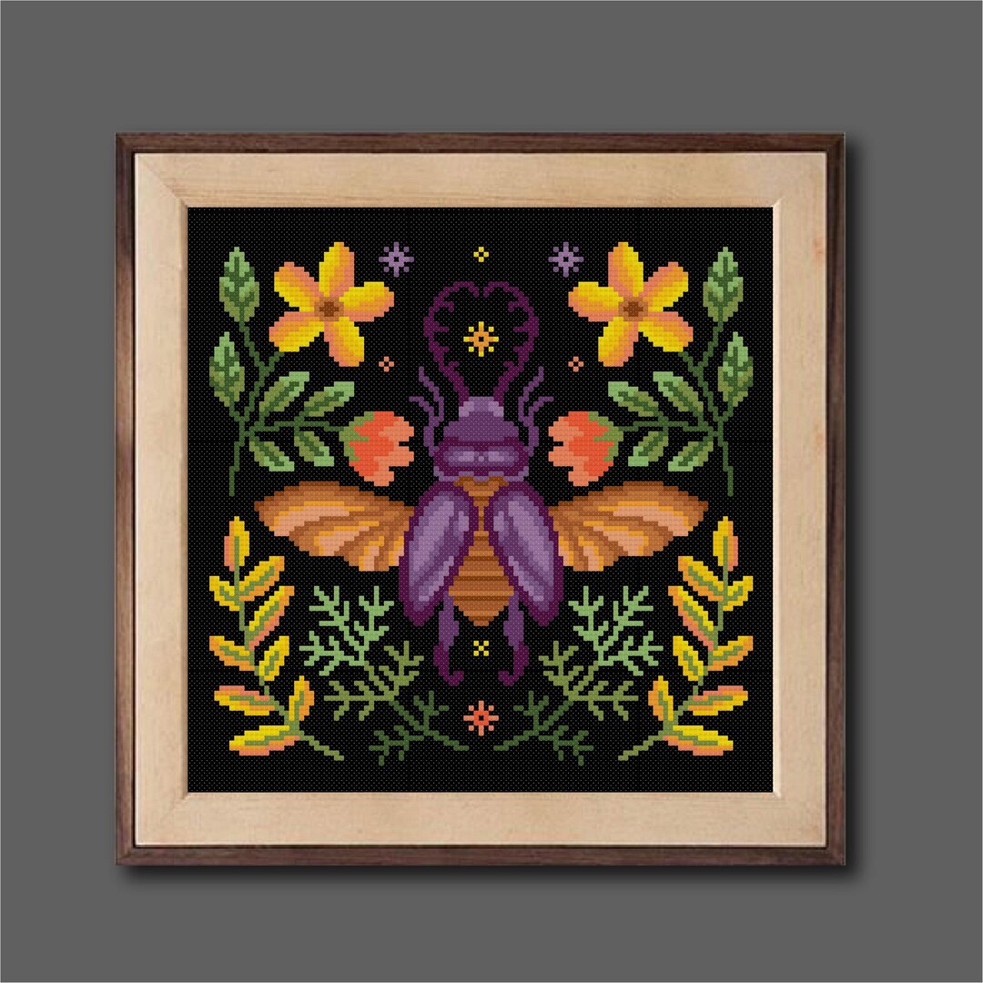 Beetle Cross Stitch Pattern Flower Beetle Cross Stitch Pattern Insect ...