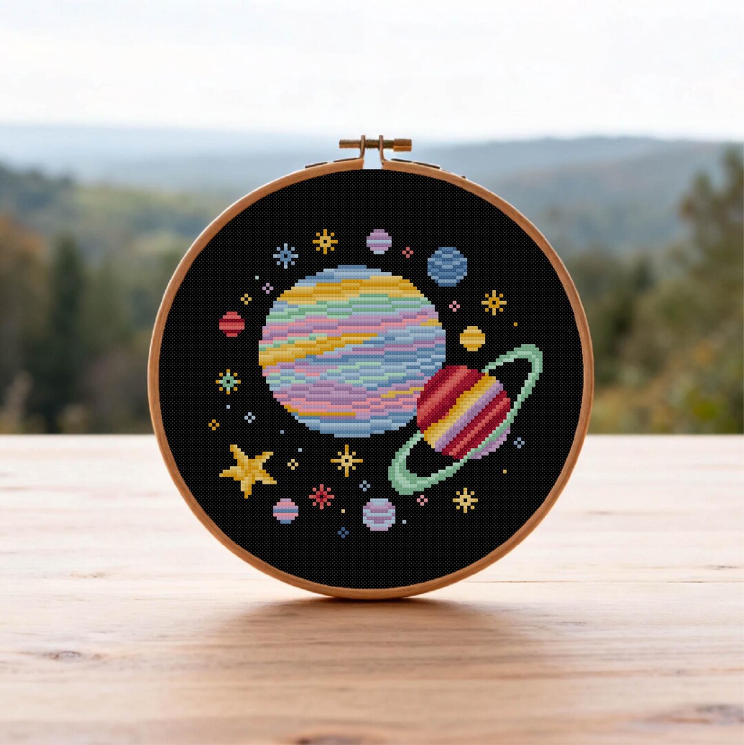 Planet Cross Stitch Pattern Stars Cross Stitch Pattern Galaxy Cross ...