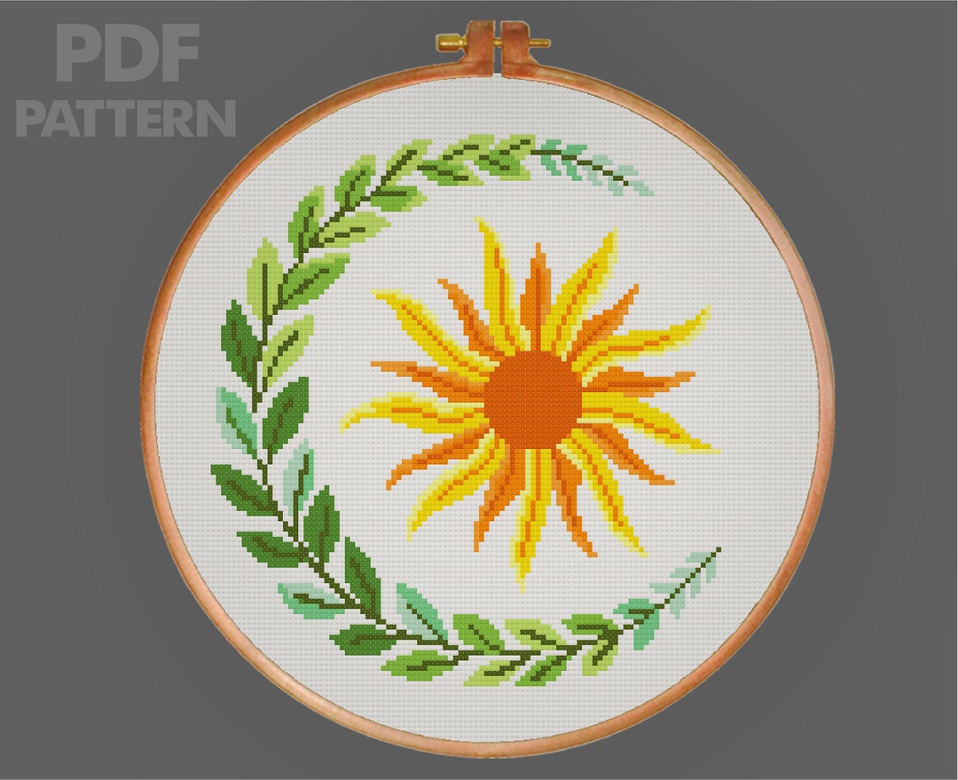 Sun and Moon Cross Stitch Pattern Leaf Cross Stitch Sun Cross Stitch ...