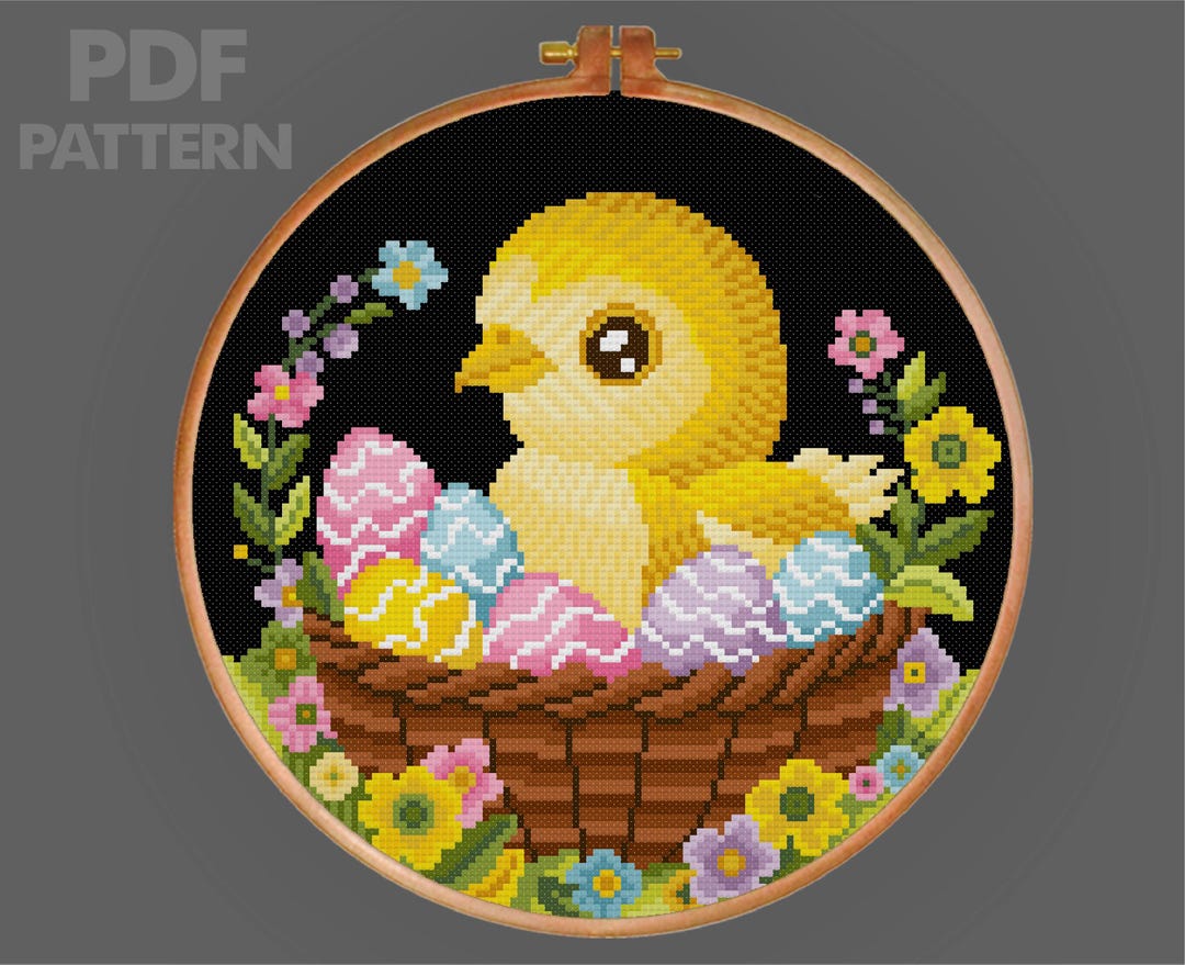 Easter Chick Cross Stitch Pattern Baby Chick Cross Stitch Pattern Easter Eggs Cross Stitch PDF ...
