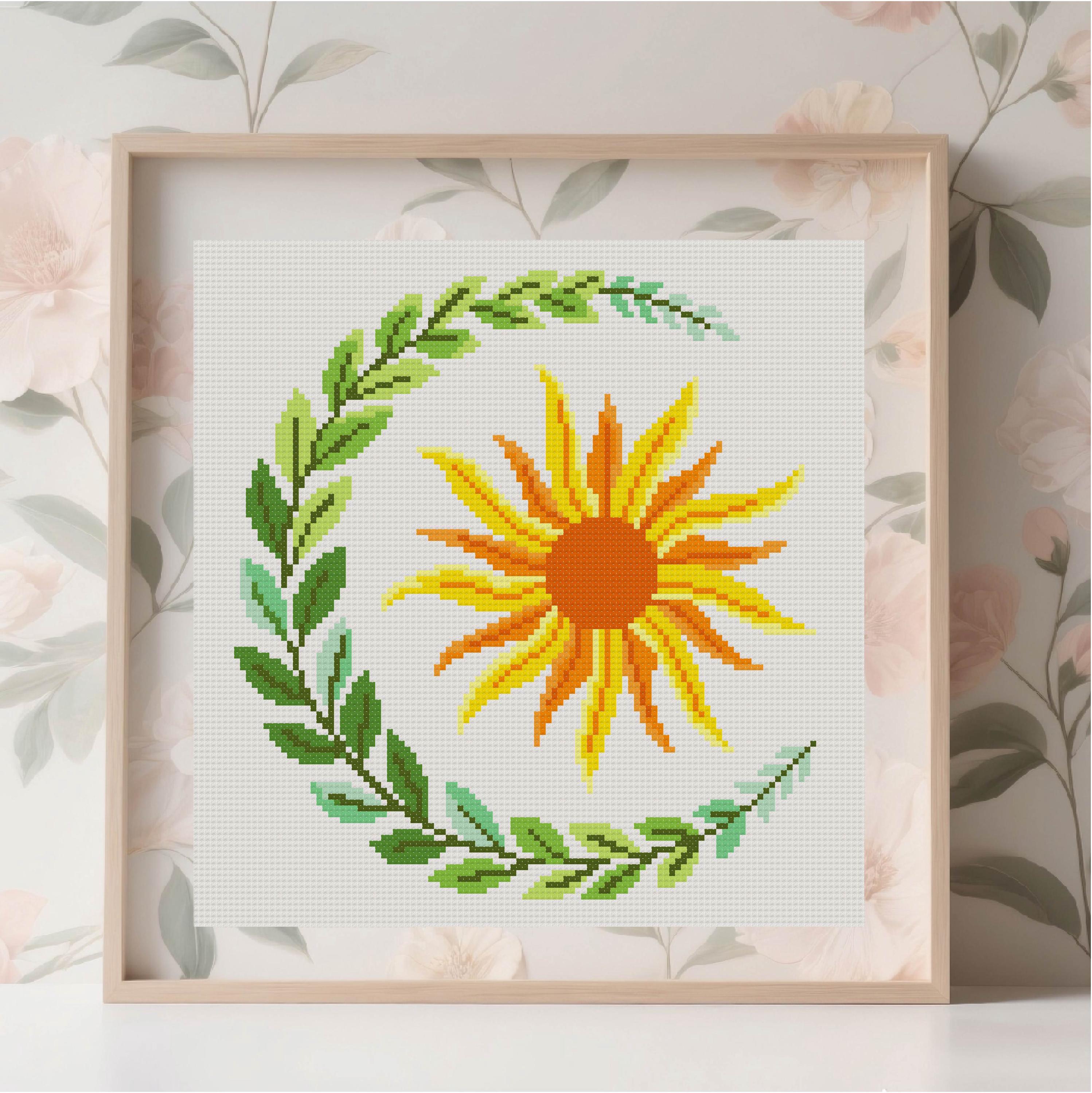 Sun and Moon Cross Stitch Pattern ,leaf Cross Stitch ,sun Cross Stitch ...