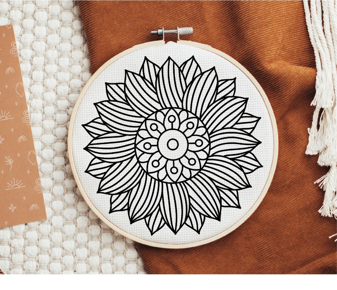 Sunflower Embroidery Pattern Mandala Hand Embroidery Boho Hoop - Etsy