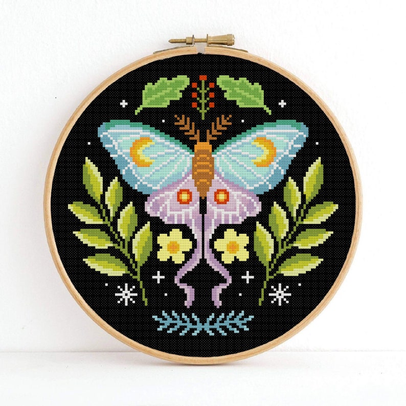 Moth Cross Stitch Insect Stitch Pattern X Stitch PDF Pattern - Etsy