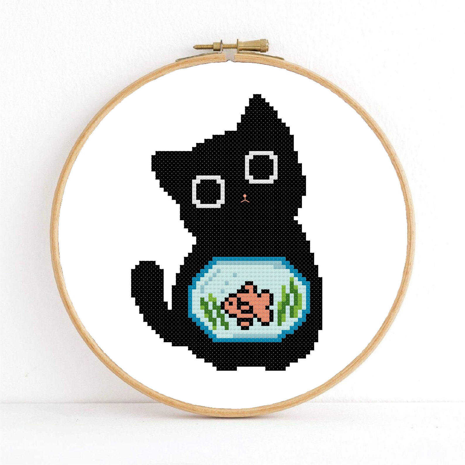 Cat and Fish Cross Stitch Pattern Black Cat Cross Stitch PDF - Etsy