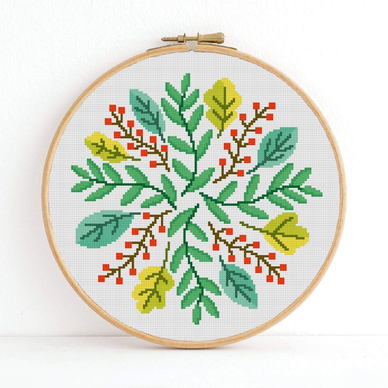 Leaf Cross Stitch Pattern Flower Cross Stitch Green Leaves - Etsy