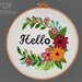 Hello Cross Stitch Pattern Flower Wreath Cross Stitch Modern Cross ...