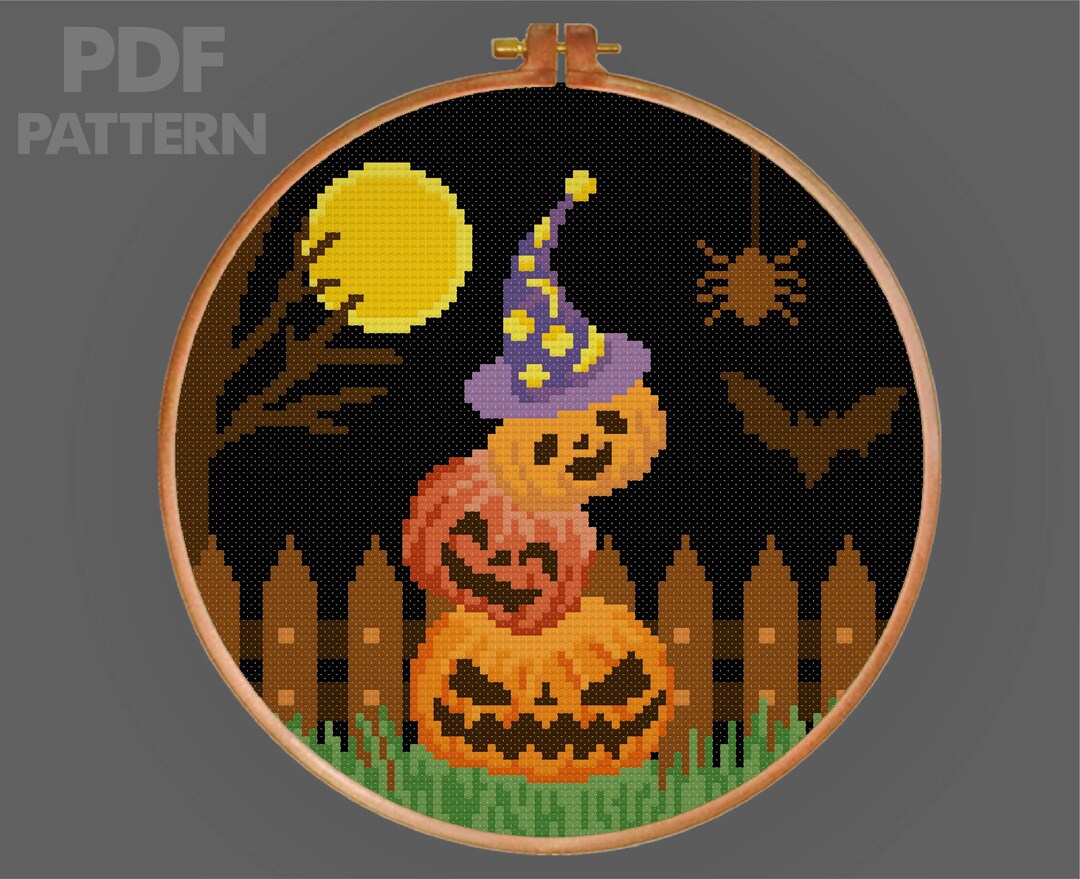 Pumpkin Cross Stitch Halloween Cross Stitch Pattern Trick or Treat ...