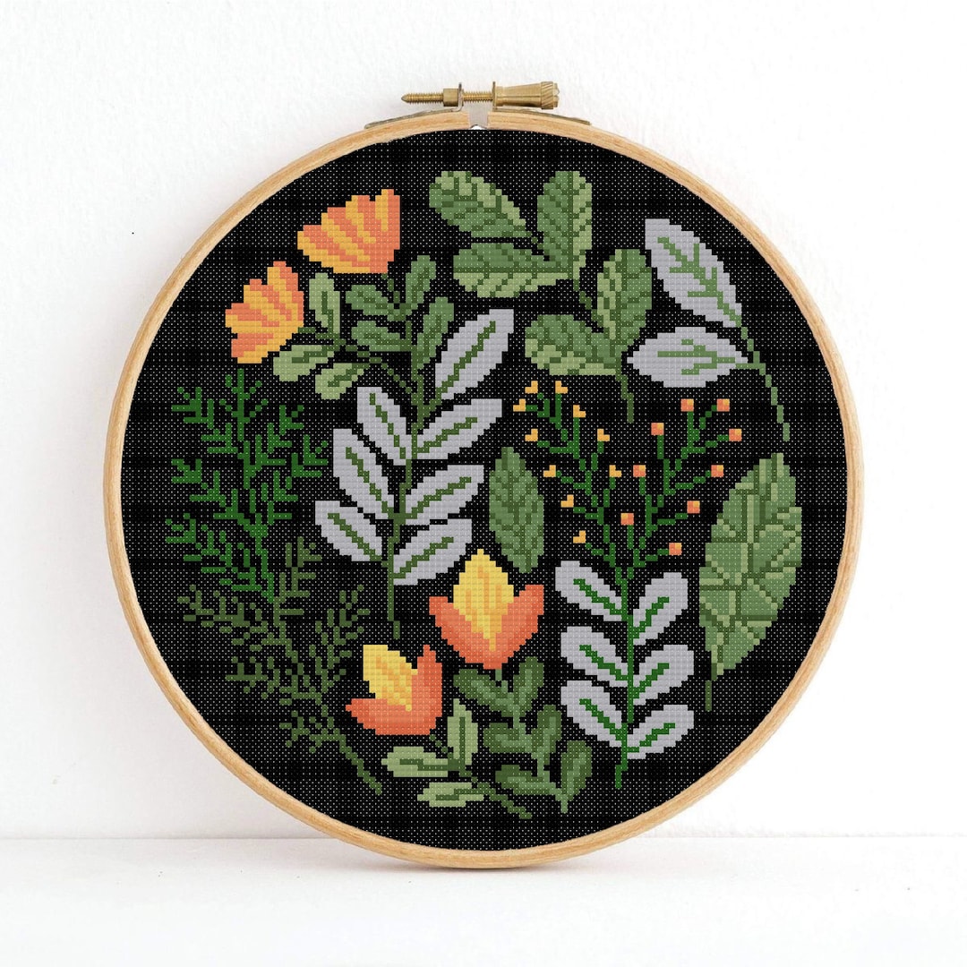 Leaf Cross Stitch Pattern Flower Cross Stitch Green Leaves - Etsy