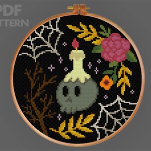 Halloween Cross Stitch Pattern Skeleton Cross Stitch Pattern Trick or Treat Cross Stitch PDF ...