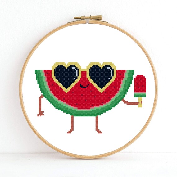 Cute Watermelon Cross Stitch Pattern Summer Cross Stitch | Etsy