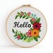Hello Cross Stitch Pattern Flower Wreath Cross Stitch Modern Cross ...