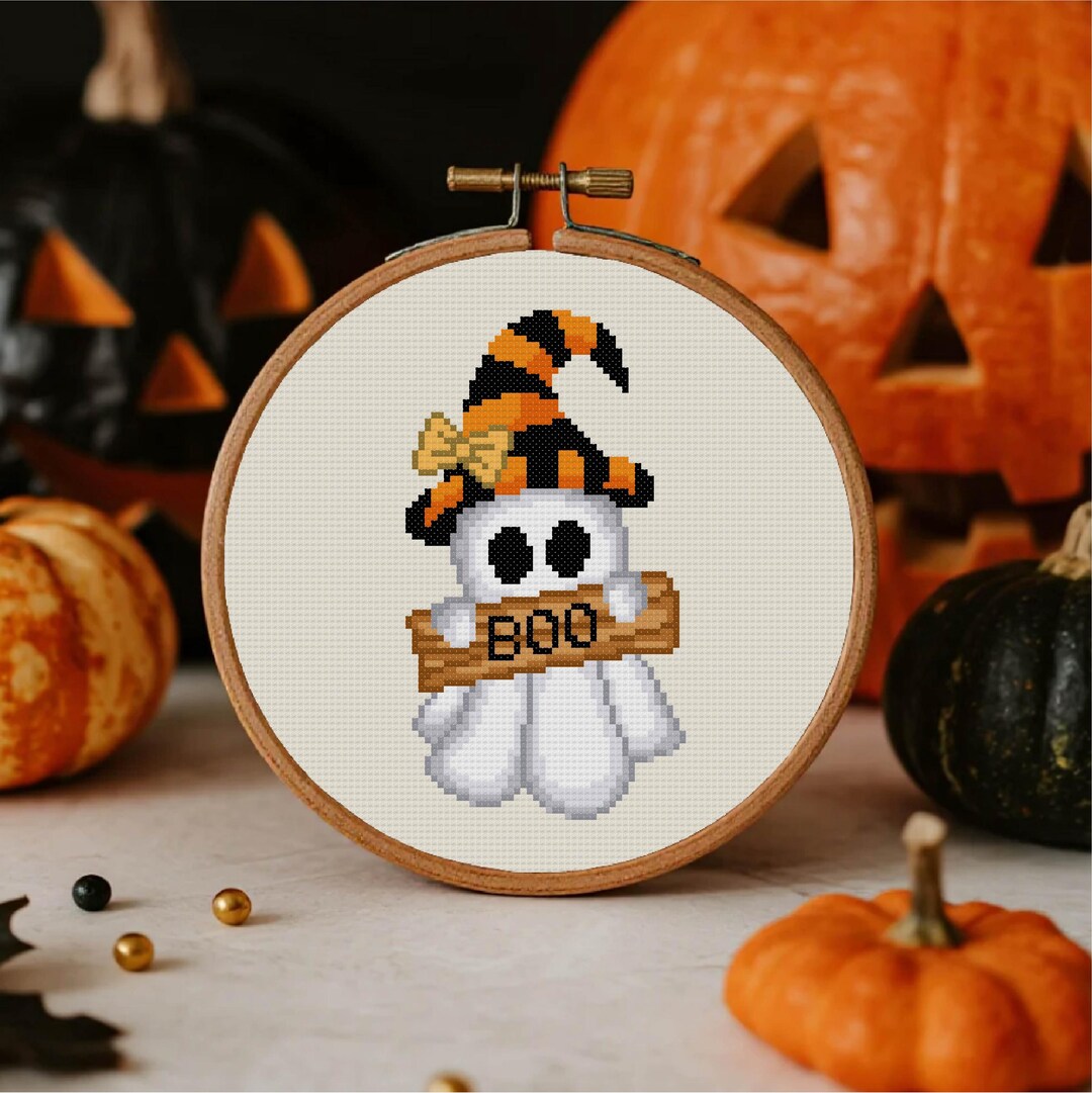 Spooky Cross Stitch Halloween Cross Stitch Pattern Cute Ghost Cross ...
