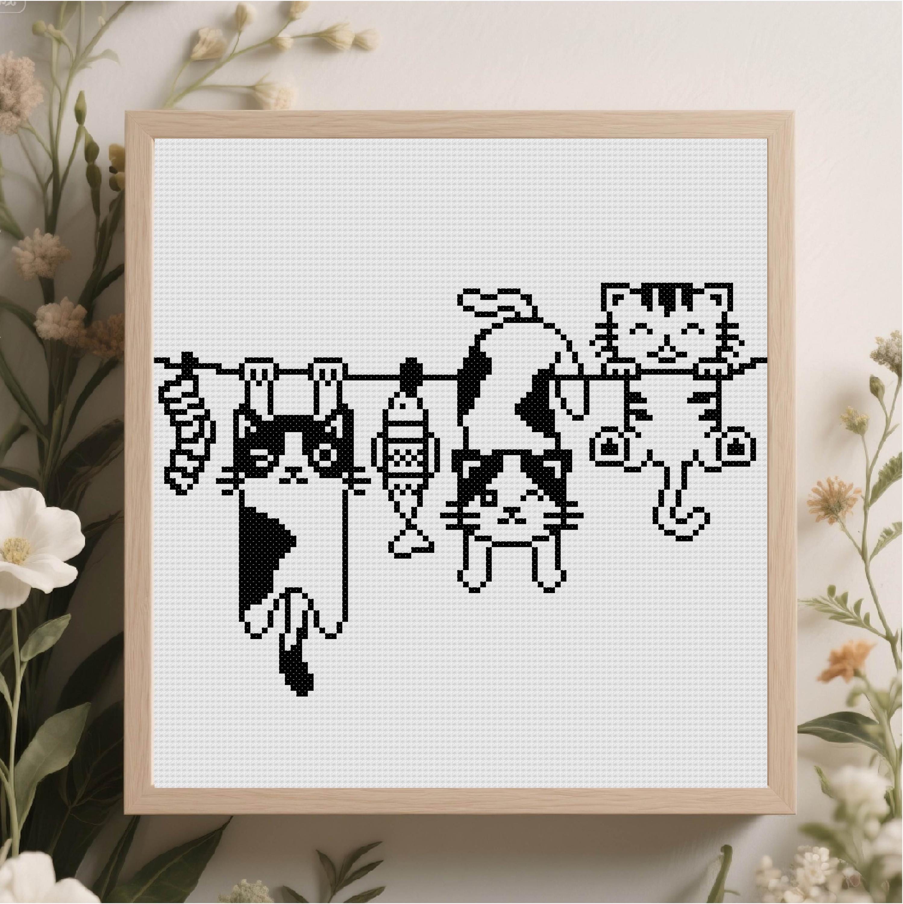 Cute Cat Cross Stitch Pattern Black Cat Cross Stitch Pattern Funky ...