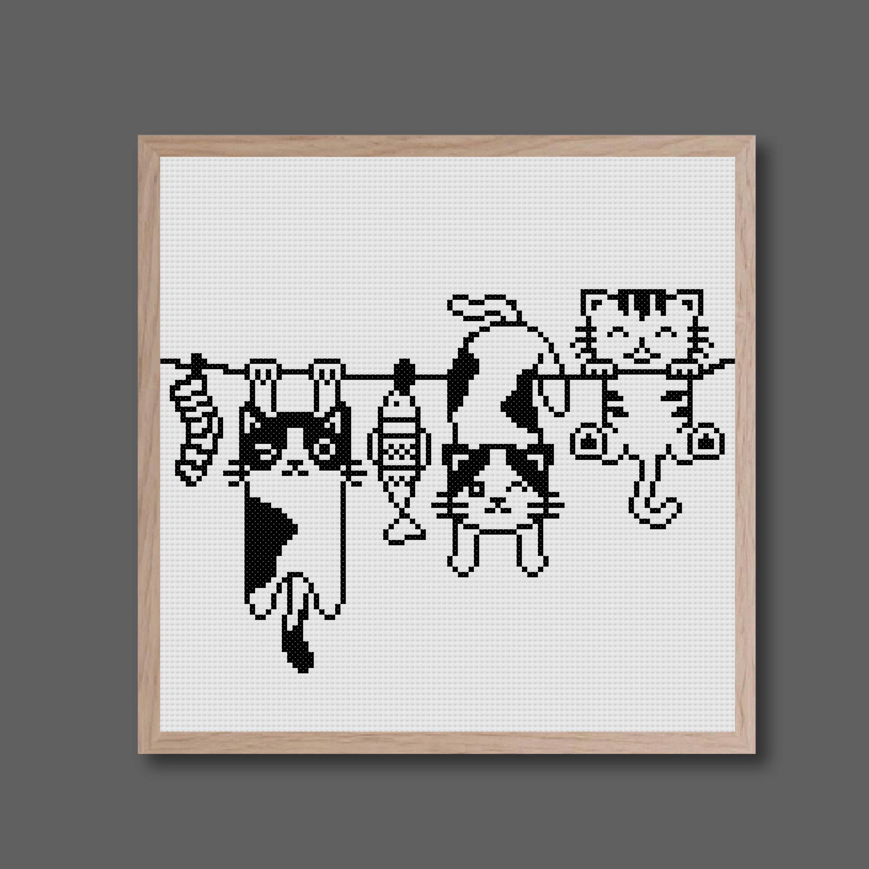 Cute Cat Cross Stitch Pattern Black Cat Cross Stitch Pattern Funky ...