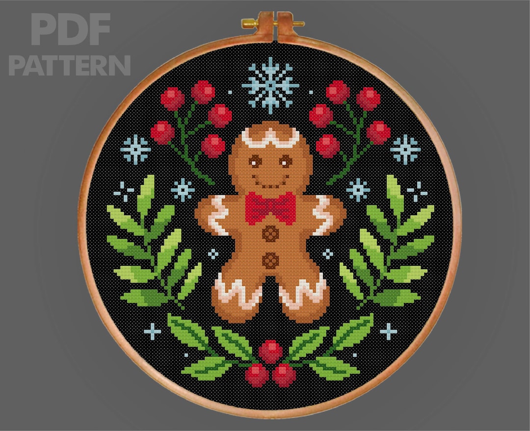 Gingerbread Man Cross Stitch Pattern Winter Cross Stitch Christmas ...