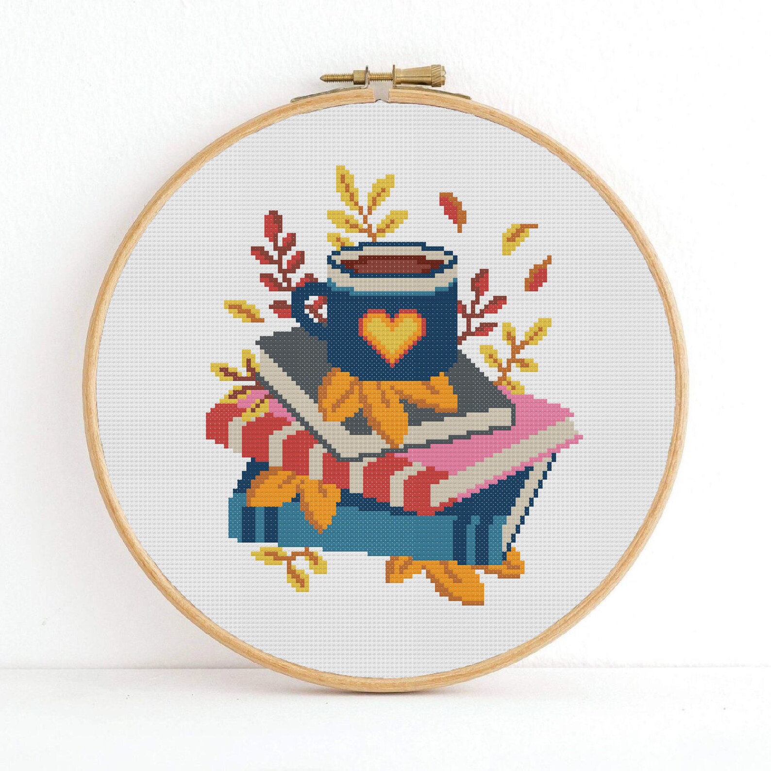 Coffee and Books Cross Stitch Reading Cross Stitch PDF Pattern Instant ...