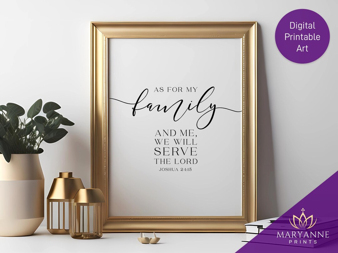 Joshua 24:15 Family Bible Verse Printable, Catholic Scripture (digital ...