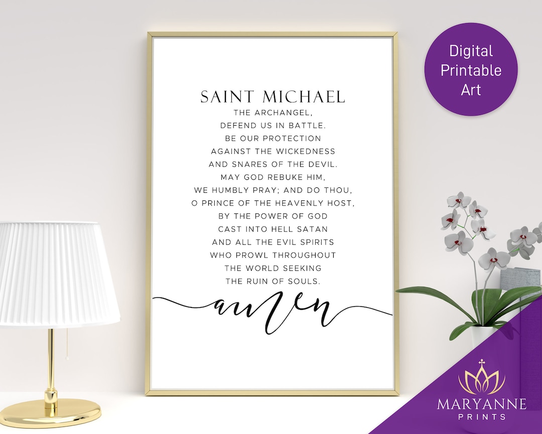 St Michael Prayer Printable: Catholic Wall Art (digital Download) - Etsy