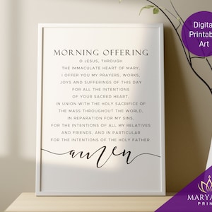 Morning Offering Prayer - Catholic Wall Art Printable (digital Download ...