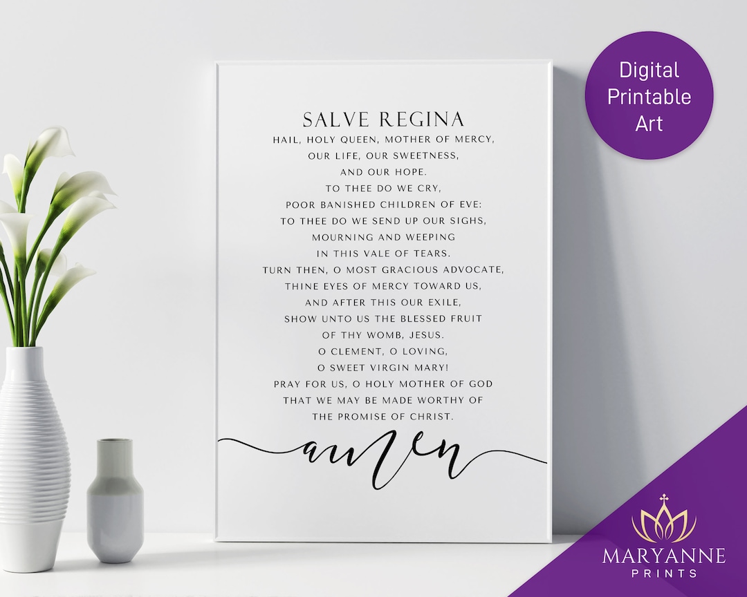 Hail Holy Queen, Salve Regina Prayer, Mother Mary, Catholic Prayer ...