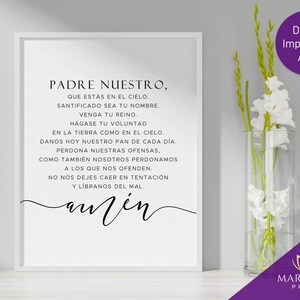 Padre Nuestro Spanish Prayer, Our Father Prayer En Español, Catholic ...