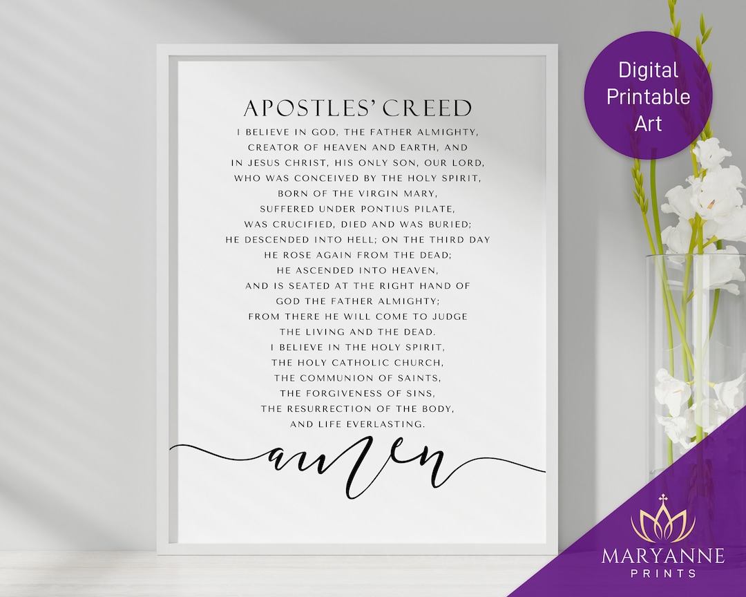 Apostles' Creed, I Believe Prayer, Catholic Prayer, Catholic Wall Art ...