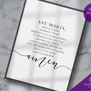 Ave Maria Prayer Printable, Hail Mary Prayer in Latin, Latin Catholic ...