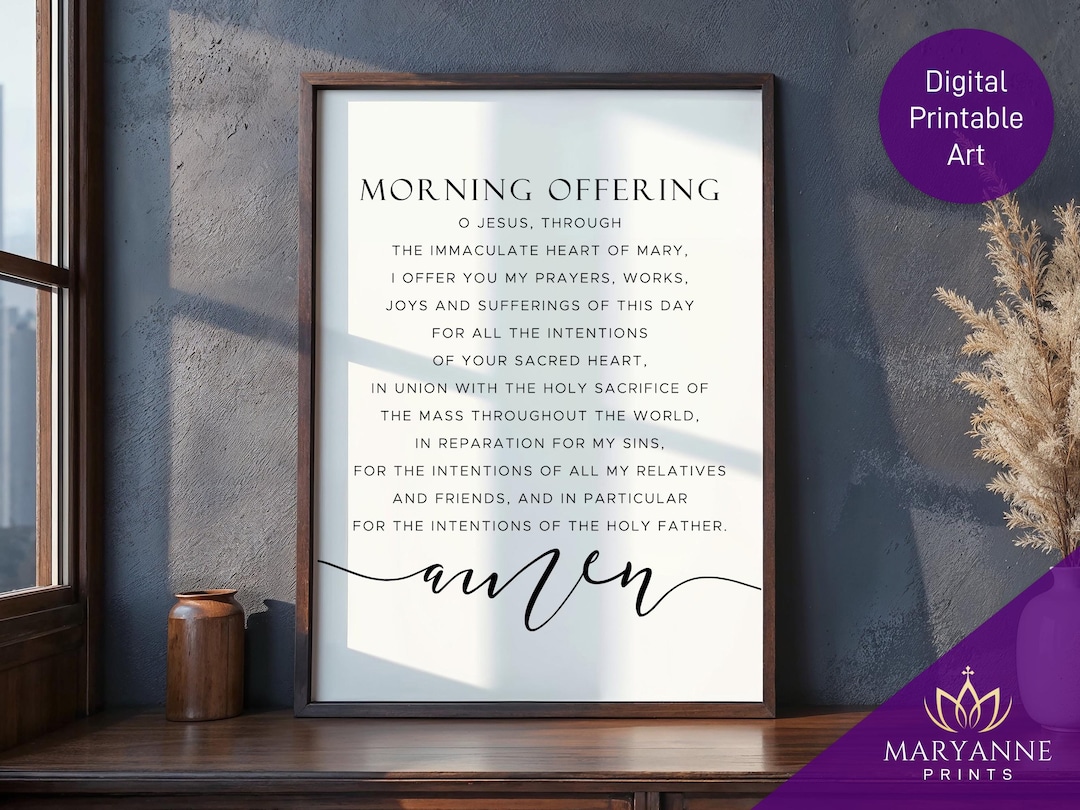 Morning Offering Prayer - Catholic Wall Art Printable (digital Download ...