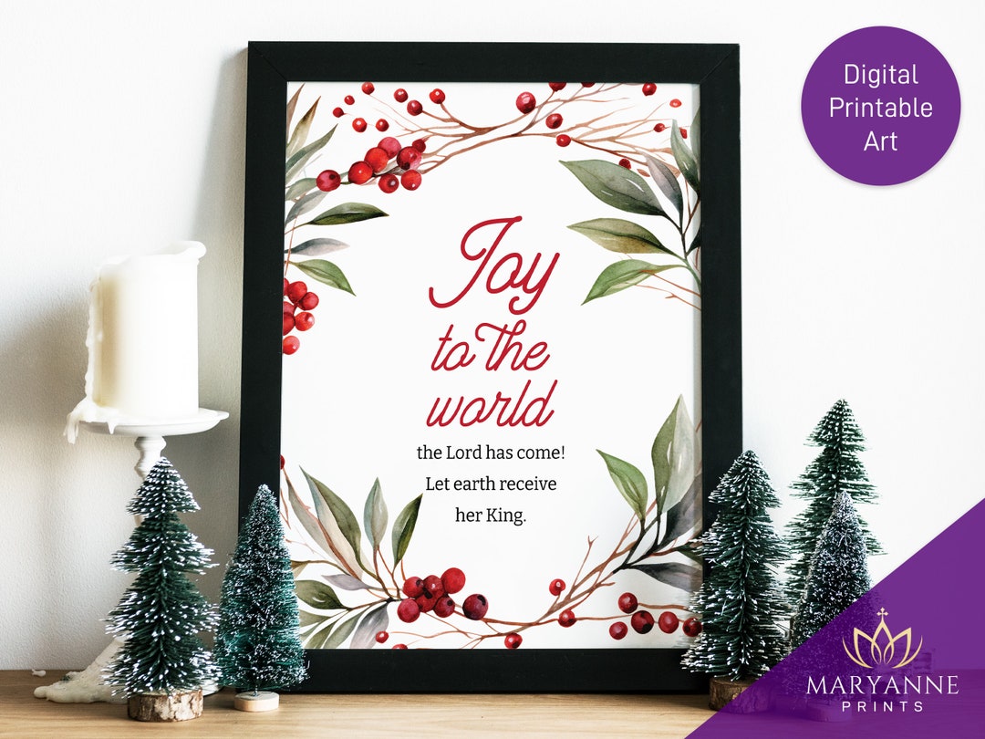Joy to the World Printable Wall Art, Christian Christmas Wall Art Print ...