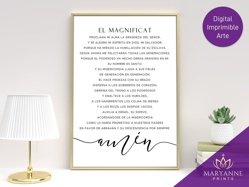 El Magnificat Spanish Prayer Printable: Catholic Home Decor (digital ...