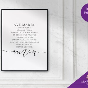 Ave Maria Prayer Printable, Hail Mary Prayer in Latin, Latin Catholic ...