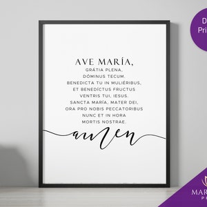Ave Maria Prayer Printable, Hail Mary Prayer in Latin, Latin Catholic ...
