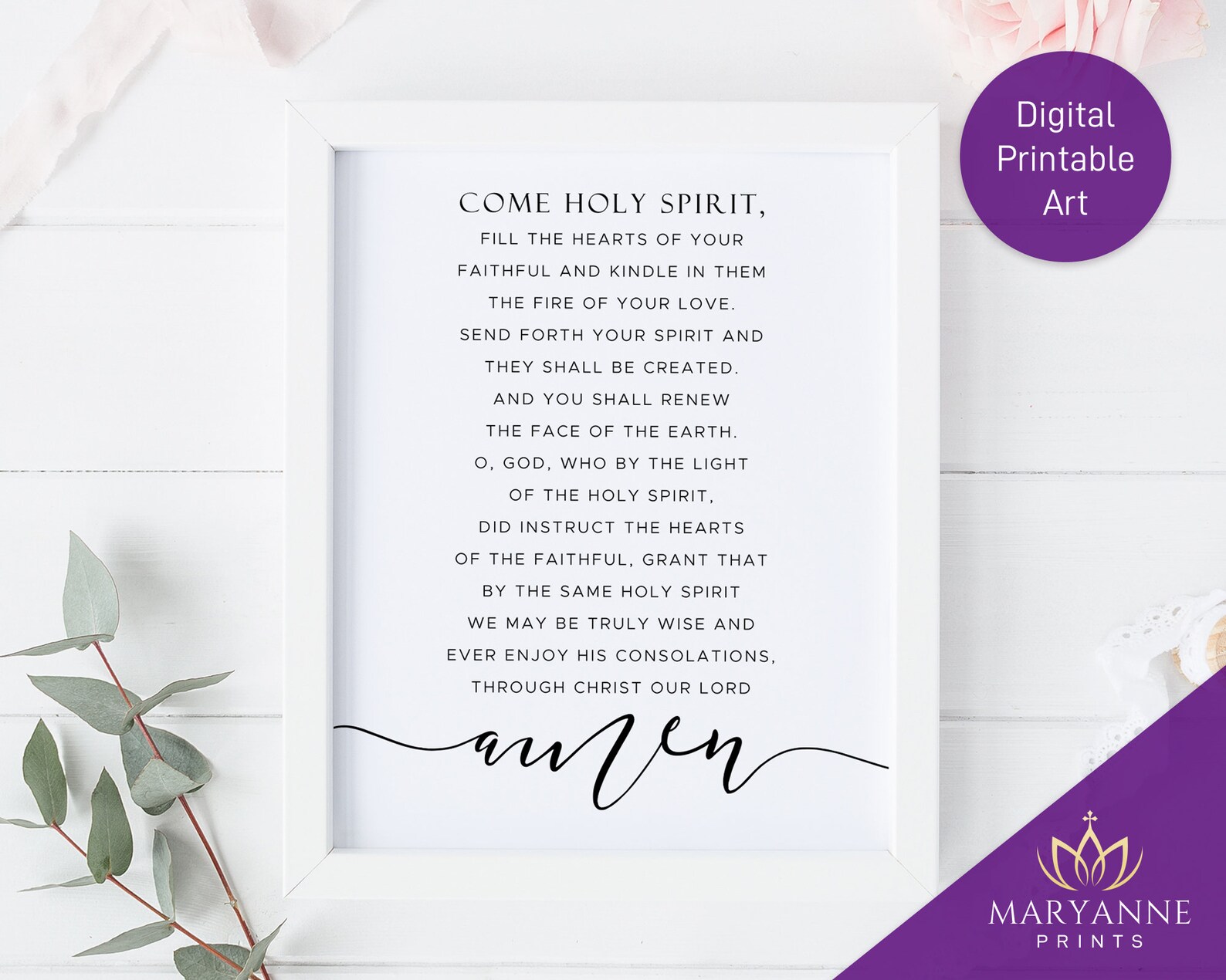 Come Holy Spirit Prayer Holy Spirit Prayer Catholic Prayer - Etsy