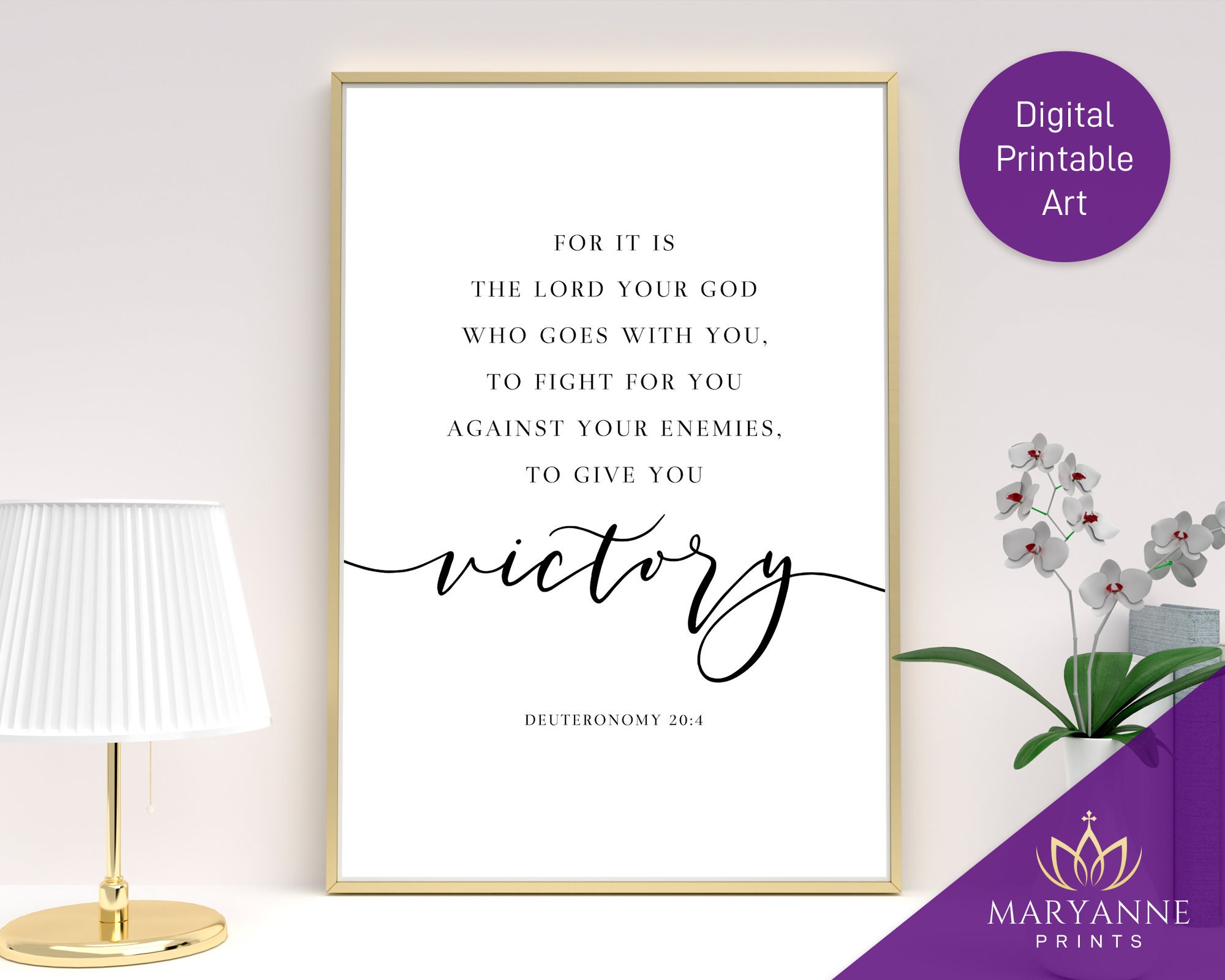 Deuteronomy 20:4 Bible Verse Printable Wall Art, Give You Victory ...