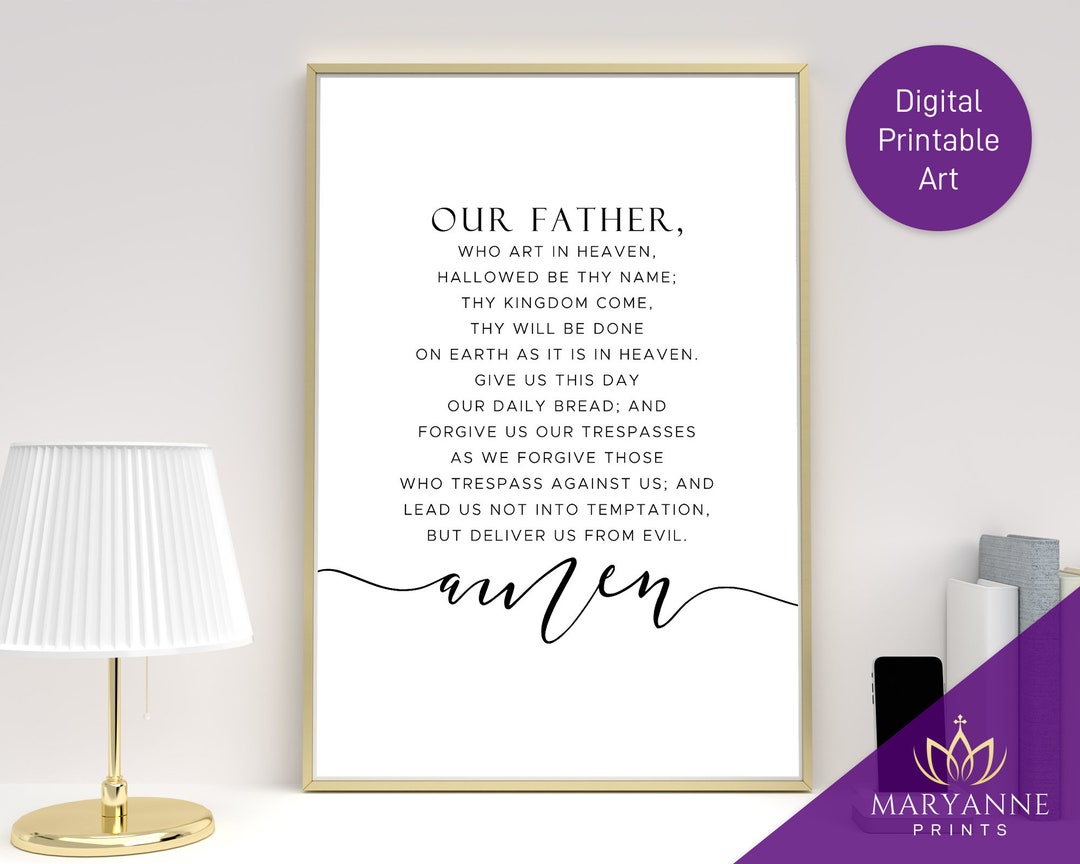 Lords Prayer, Our Father Prayer, Printable Wall Art, Bible Verse ...