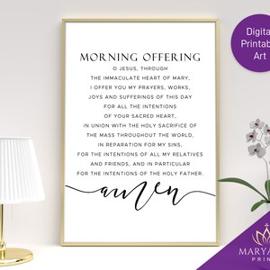 Morning Offering Prayer - Catholic Wall Art Printable (digital Download ...