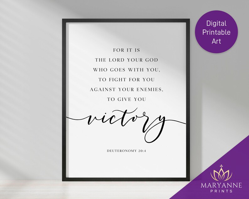 Deuteronomy 20:4 Bible Verse Printable Wall Art, Give You Victory ...