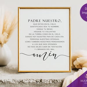 Padre Nuestro Spanish Prayer, Our Father Prayer En Español, Catholic ...