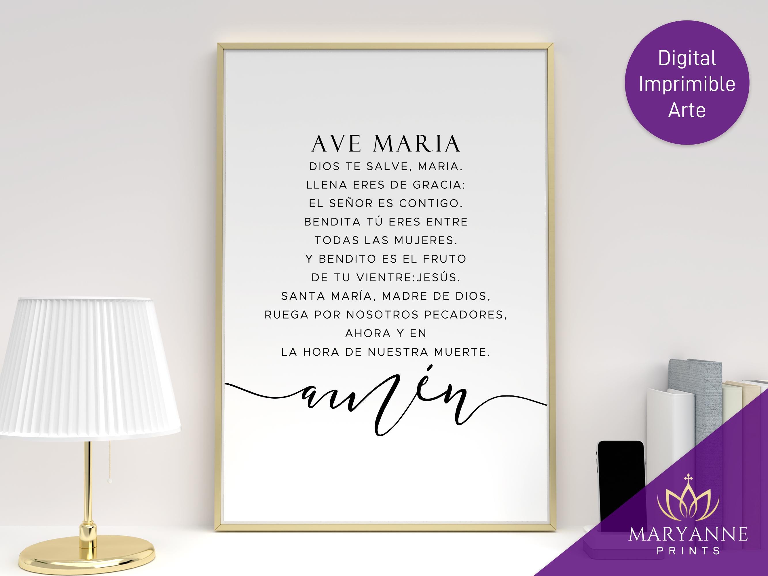 Ave Maria Spanish Prayer Printable: Catholic Home Decor (digital ...